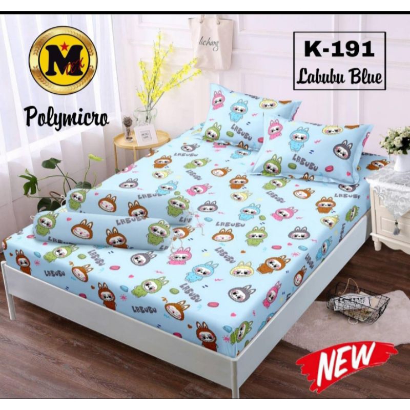 Viral Bed Sheet. Labubu Motif Bed Sheet Size 160 and 180. Pillow 2 ...
