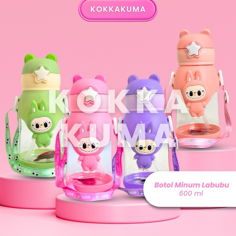 ( Kkm ) LABUBU 600 ML PC Plastic Drinking Bottle with Long Strap and ...