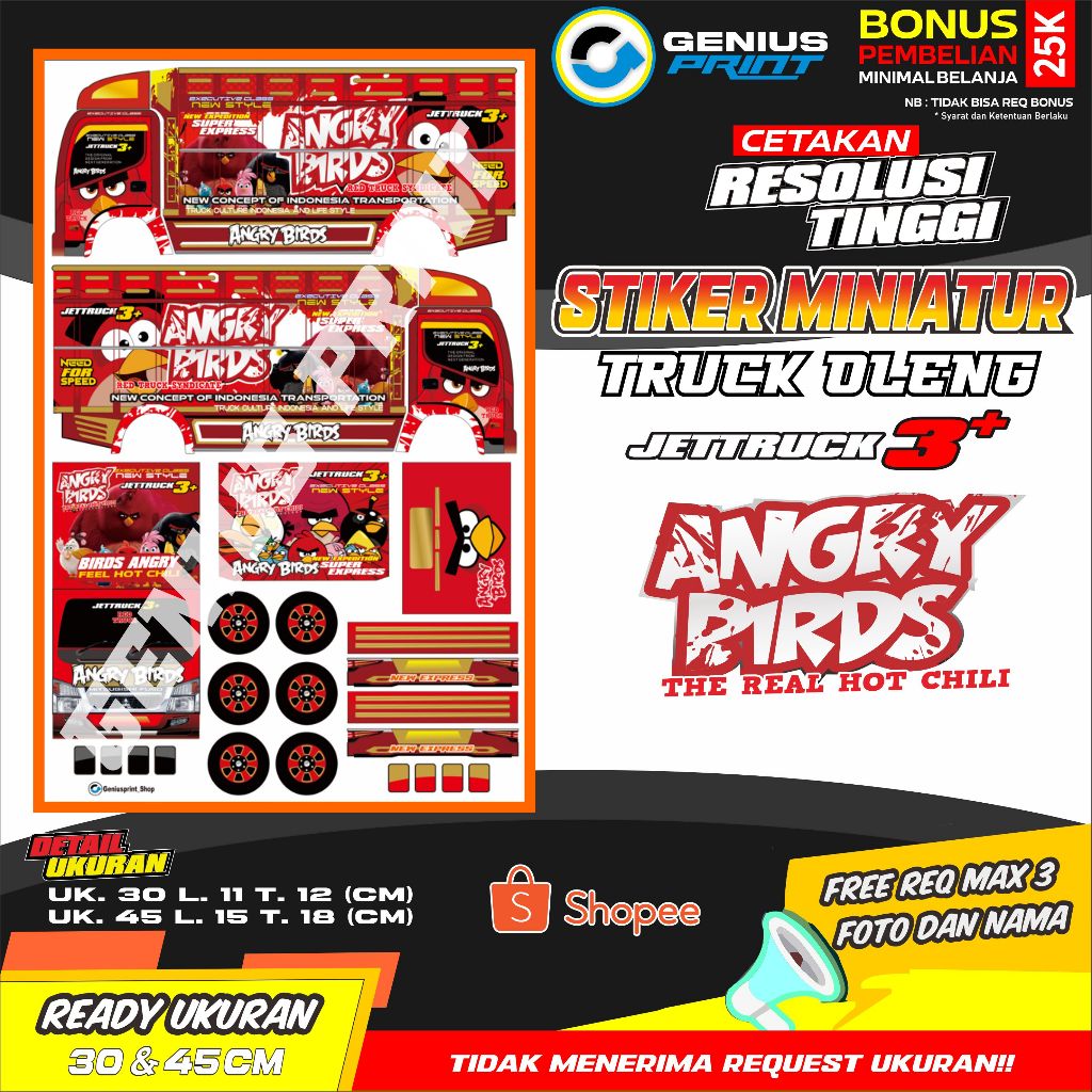 Canter Angry Birds Rolling Truck Miniature Toy Sticker | Eagle | Hey ...