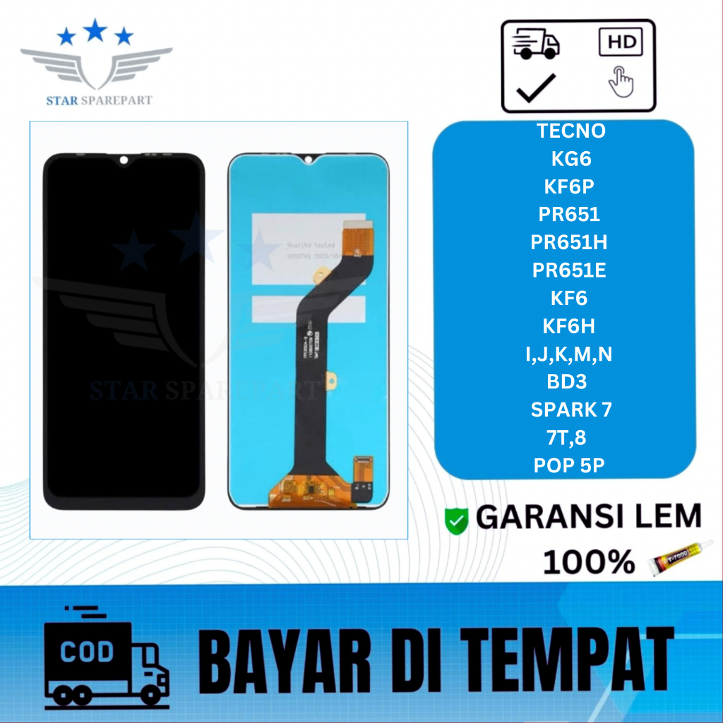 LCD TOUCHSCREEN TECNO KG6 / KF6P / PR651 / PR651H / PR651E / KF6 / KF6H ...
