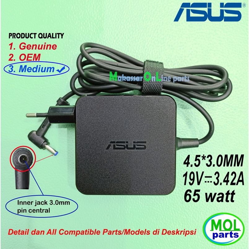 ASUS P2430UA P2440 P1440 P2520LA P2530 P2710 19V-3.22A Charger Adapter ...