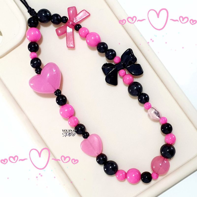 GANTUNGAN Black Pink Mamba HP Hanger/Phone Strap | Bead Hanger | Cute ...