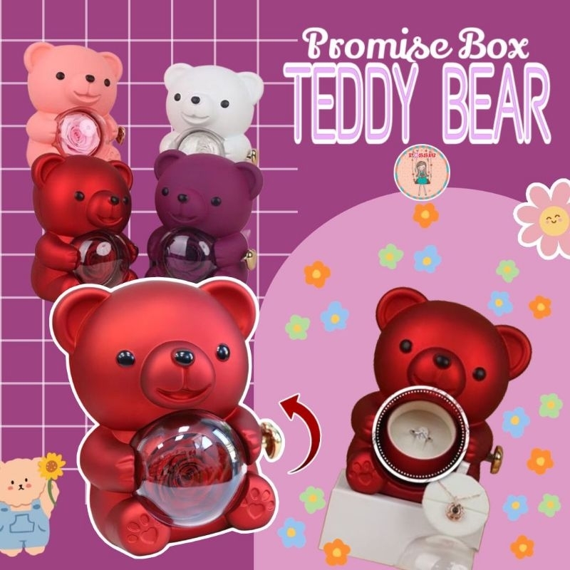 Rose Teddy Bear Hidden Jewelry Box Bear / Promise Box Wedding Proposal ...