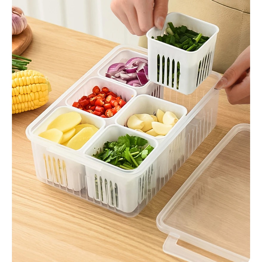 Refrigerator Food Container Box Divider for Fruit and Vegetables with 6 ...