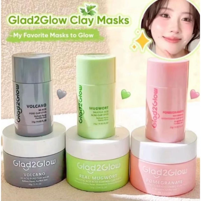 Glad2glow g2g claymask facial mask, claystick pomegranate, volcano ...