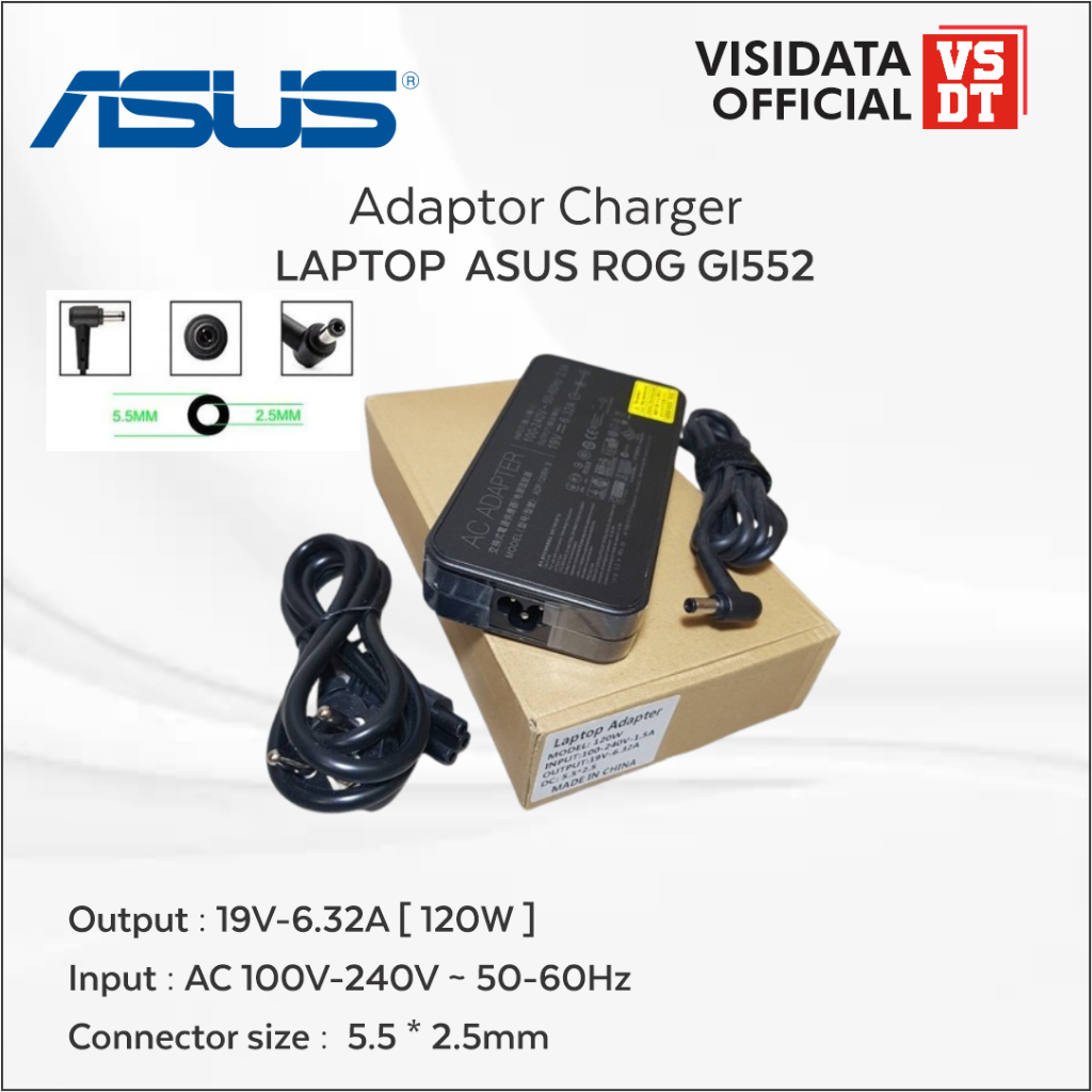 Asus ROG GL552 LAPTOP Adapter CHARGER 19V-632A 120W connector size 5.5 ...