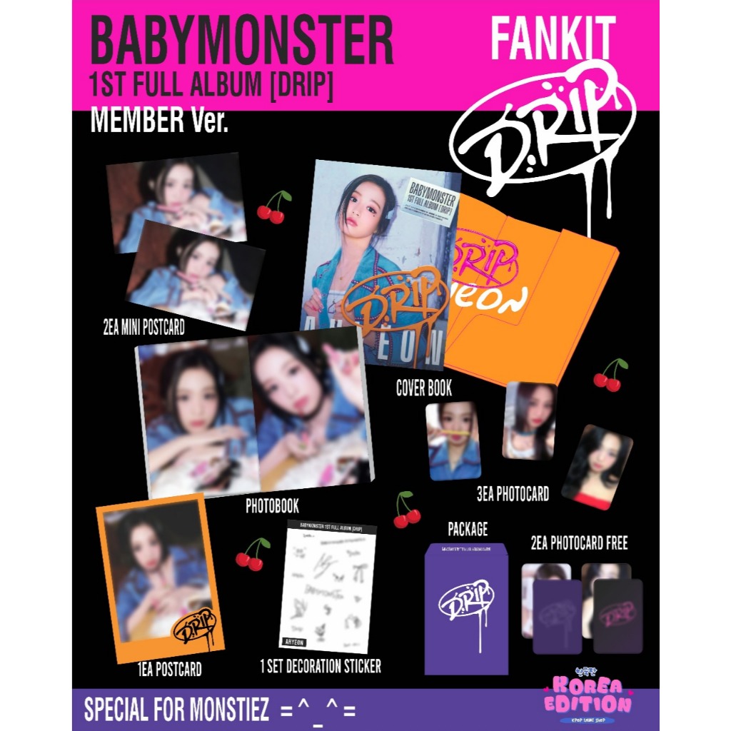 Fankit Baby Monster DRIP Member Version 1st Full Album BabyMonster Kpop Monktiez Collection ...