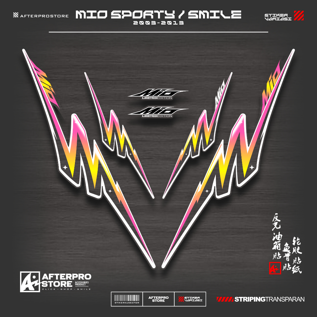 Mio SPORTY UV TRANSPARENT STRIPING CO2 MOTIF CLEAR STICKER YAMAHA MIO ...