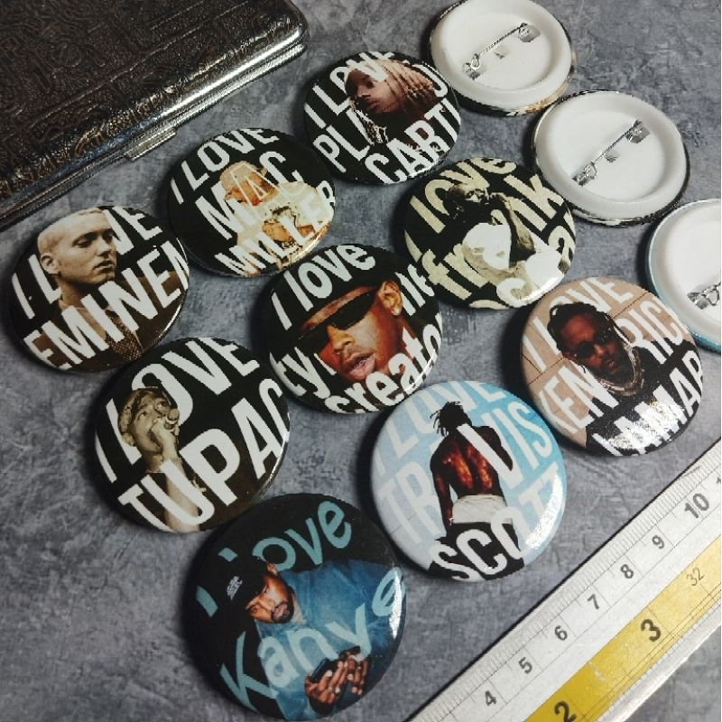 Musician Rapper Button Pin - HipHop RNB Pin Bag Accessories Charm ...