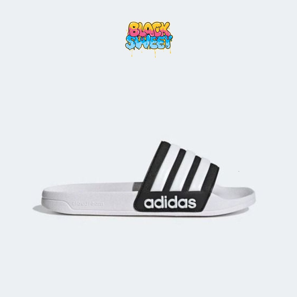 Adidas ADILETTE SHOWER SLIDES CORE BLACK CLOUD WHITE SANDALS (GZ3773 ...