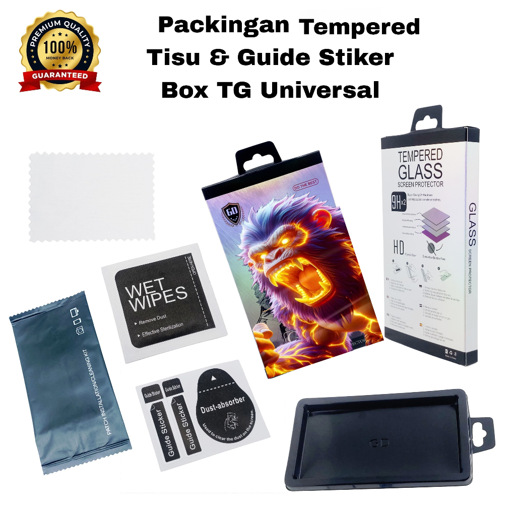 Tempered Packing Complete Set + Tissue + Guide Sticker Box Tg Universal ...
