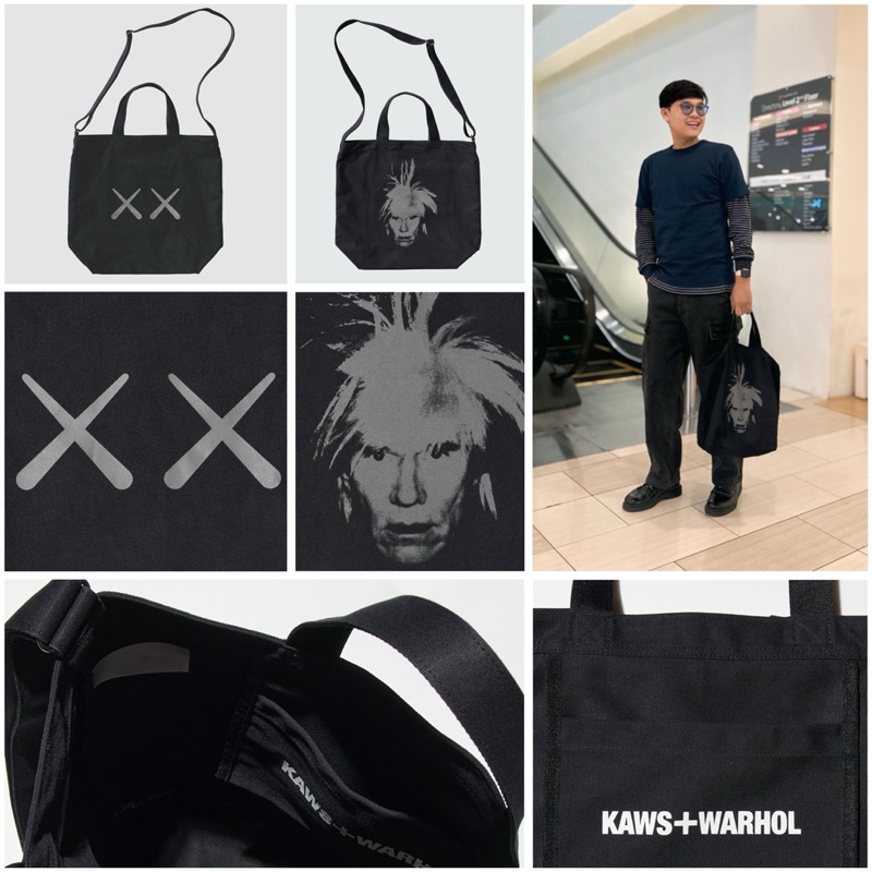 Uniqlo x Kaws x Andy Warhol Two Way Tote Bag Original/Tas Uniqlo x Kaws ...