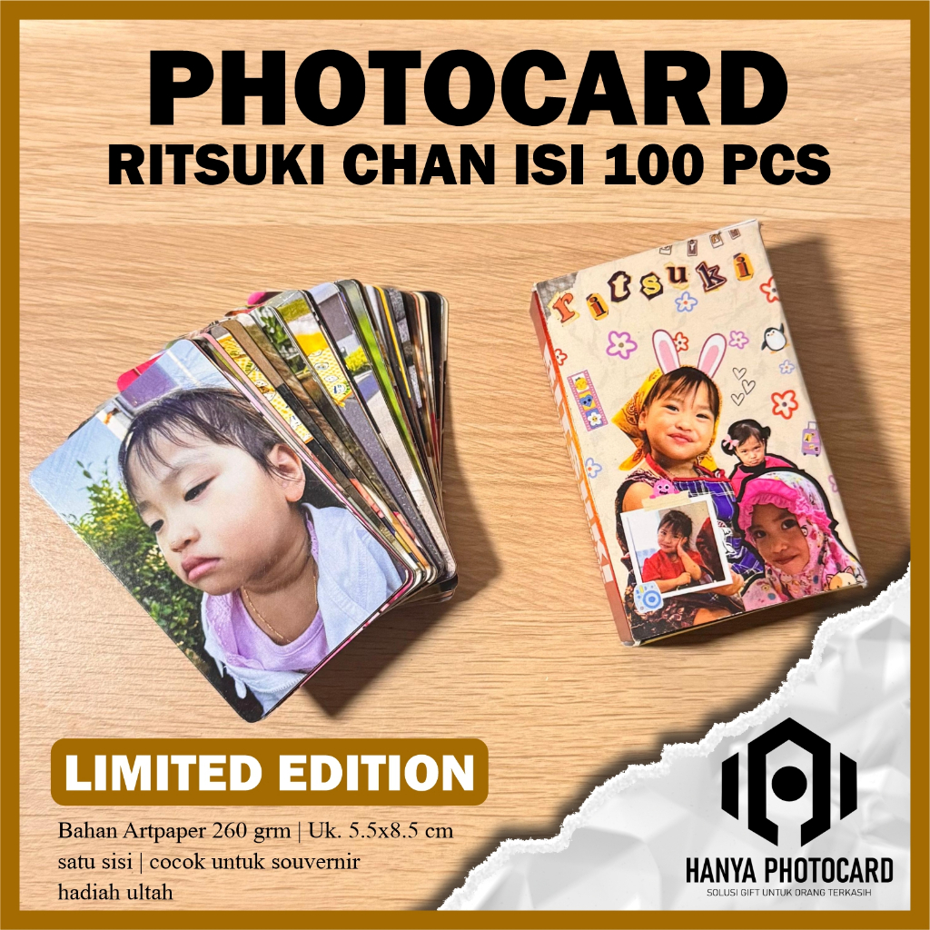 "Ritsuki Chan Photocard Contents 100 Pcs (Free Inner 100 Pcs) For collectors" Thickness 260 grm ...