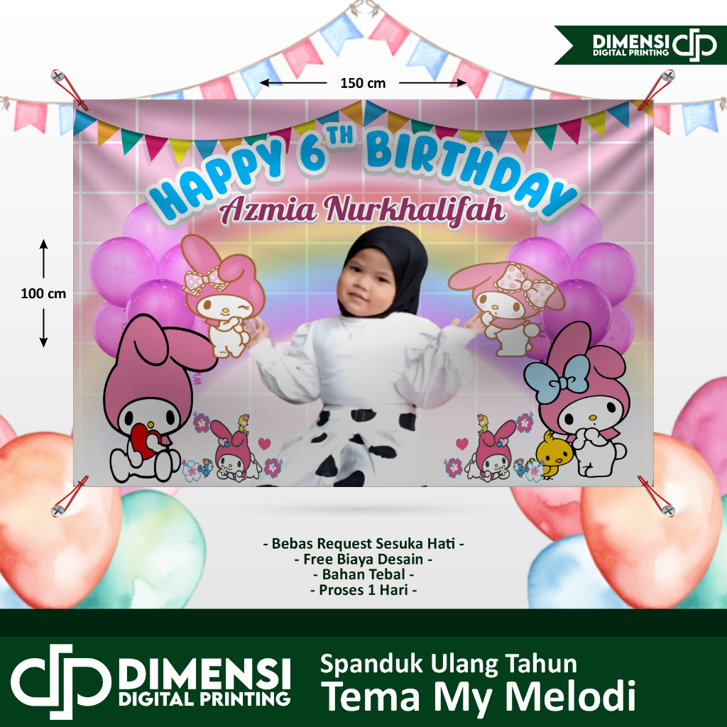 My melody theme children's birthday banner / my melody birthday banner ...