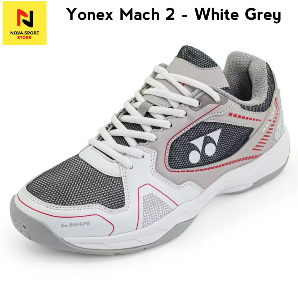 Yonex Mach 2 Badminton Shoes White Grey | Shopee Malaysia