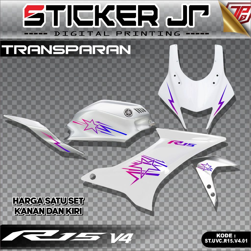Transparent Cutting Striping Sticker R15 V4 Bintang Star Striping R15 ...