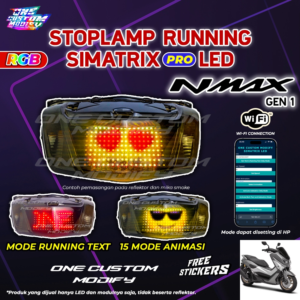 Stoplamp Running Simatrix Pro Nmax Old LED Motorcycle Lamp Animation Text Brake Turn Signal ...