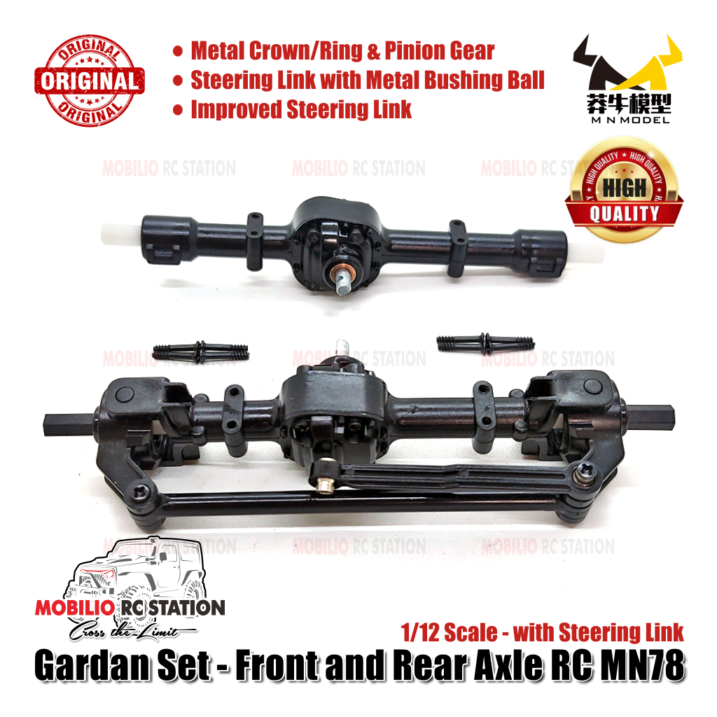 Original Front & Rear Axle Set Axle RC MN78 1/12 with Steering Link ...