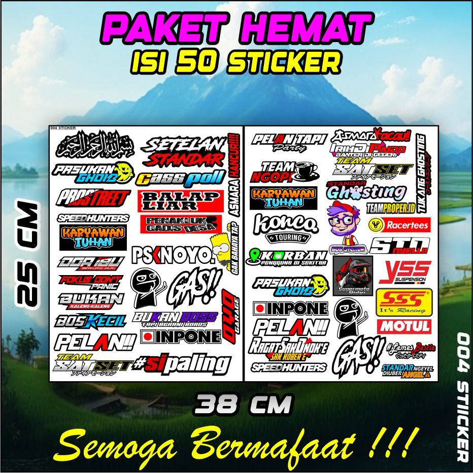 004 Sticker stickers striping sponsor racing stickers gokil words ...