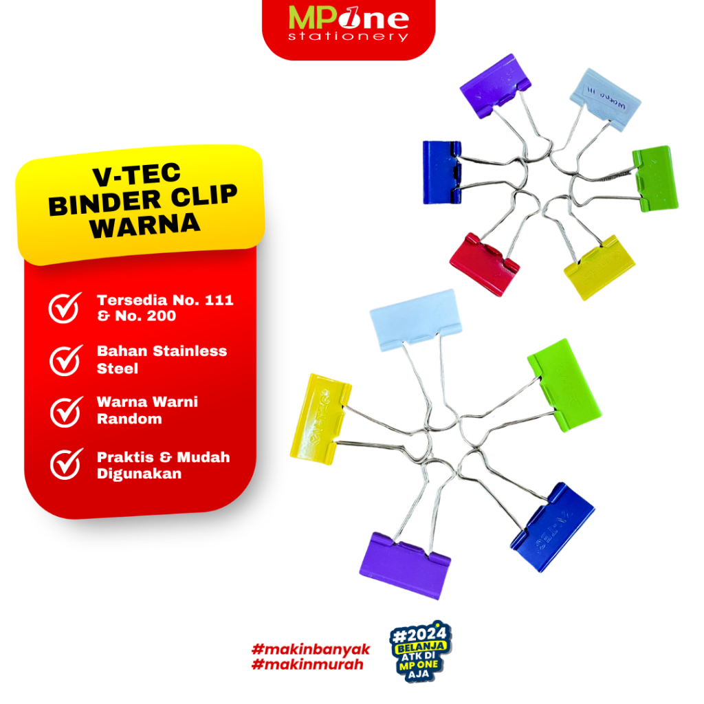 (2 Pcs) Colorful V-Tec Binder Clip No. 111 & No. 200 / V-TEC Color ...