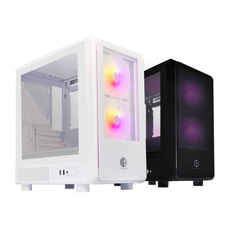 EPIOM Glass M-ATX PC Cube Gaming Casing Includes 2 ARGB Fans | Shopee ...
