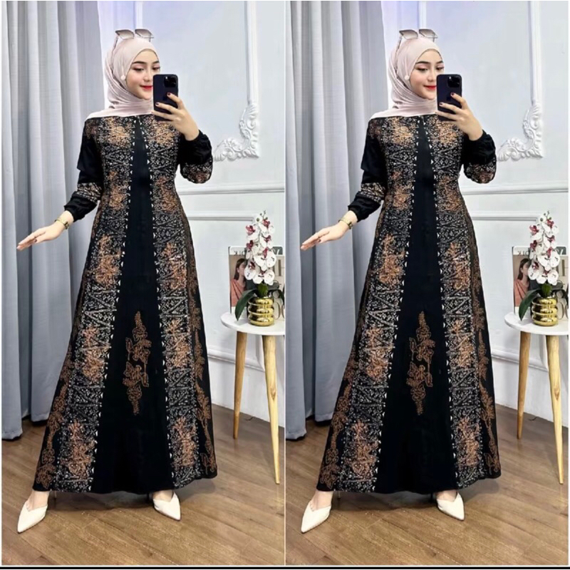 ML XL XXL Gamis Twill Rayon ORI Pekalongan FULL BUTTONS Soft Color ...