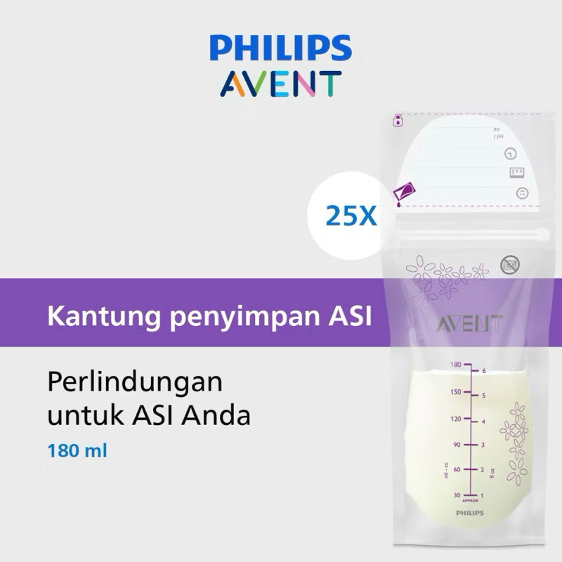 Philips AVENT Milk Bags 6oz/180ml Breast Milk Bags Contains 25 Pcs ...