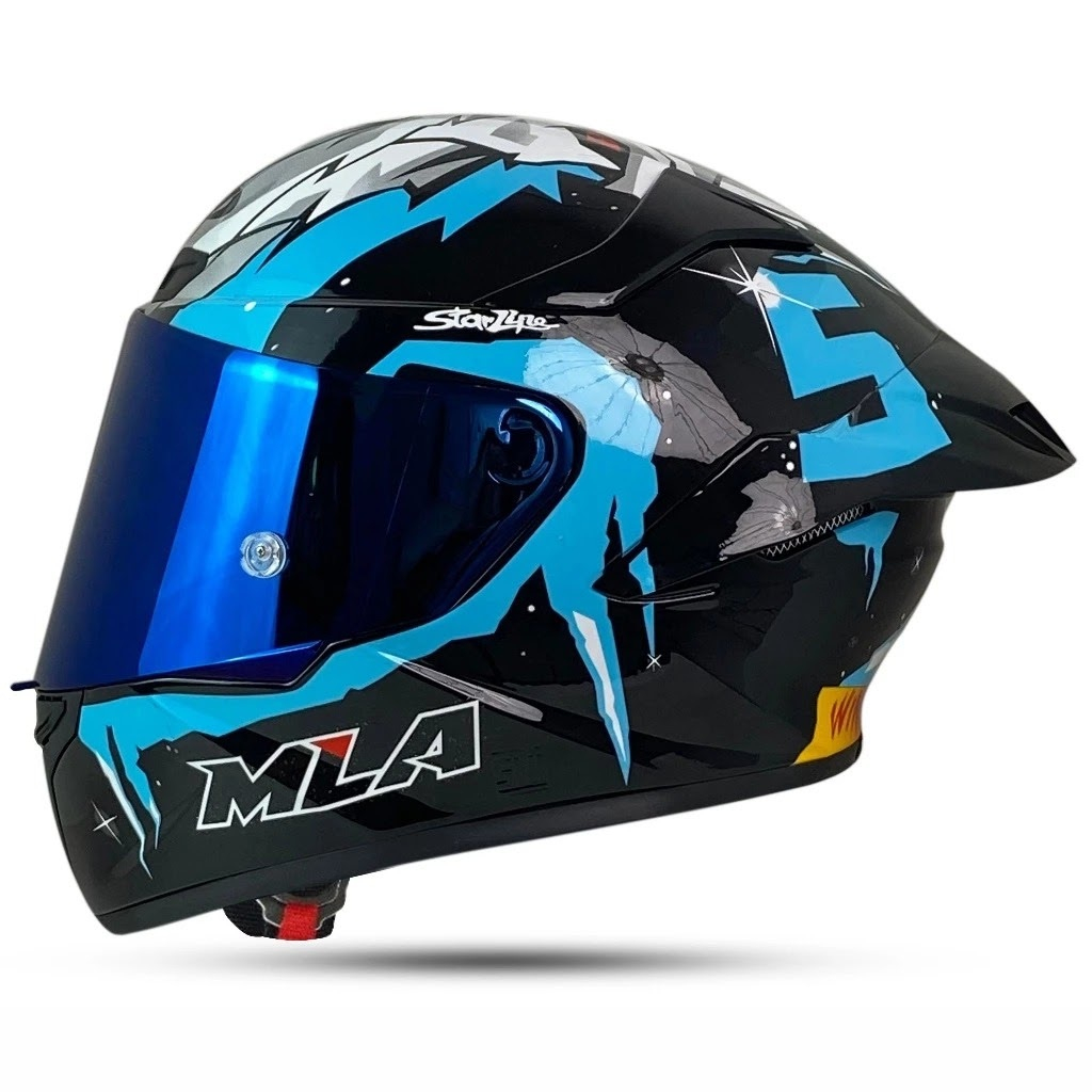 Mla TTC Full Face Helmet WINTER TEST MOTIF Blue iridium Visor Glass ...