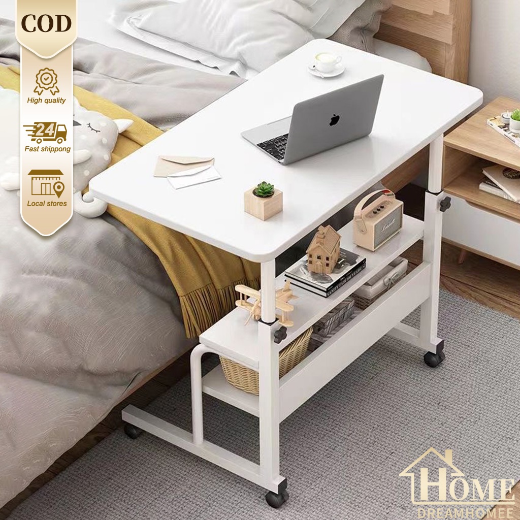 Portable Laptop Table With Wheels Bed Side Table Study Table Computer ...