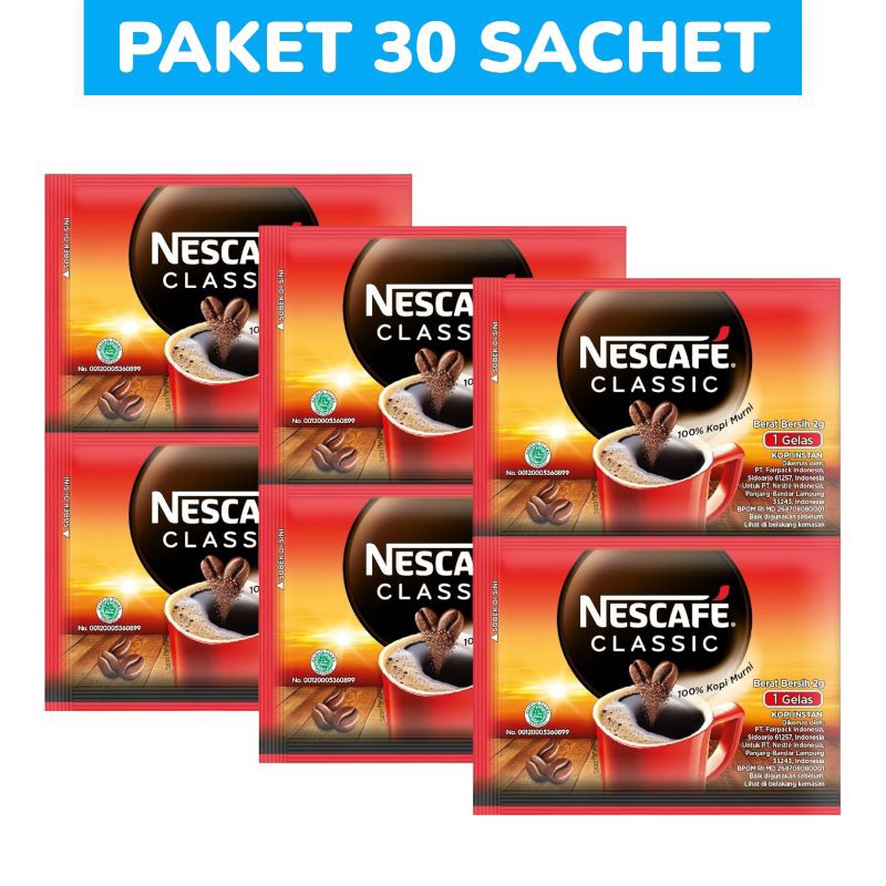 Nescafe Classic Instant Coffee 2g X 30 Sachets Diet Coffee | Shopee ...