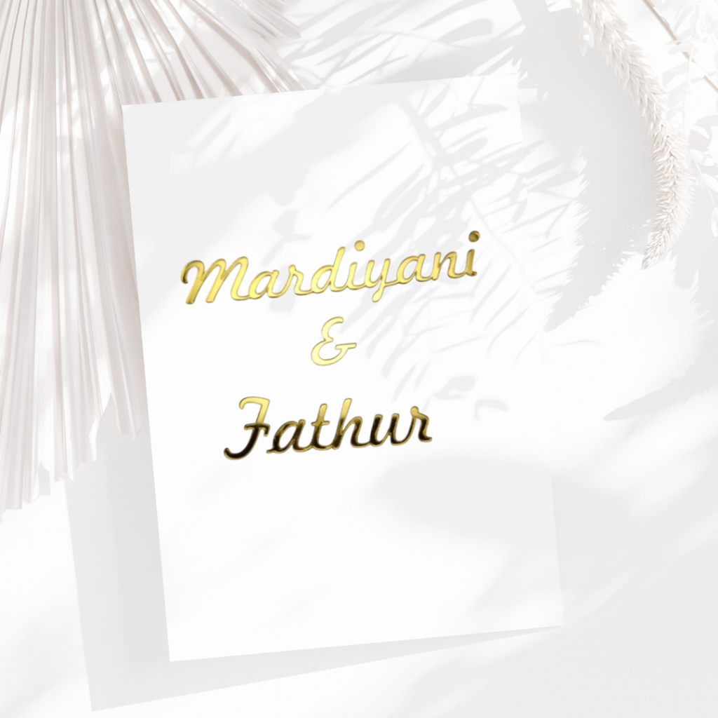 Gold MIRROR ACRYLIC NAME / DOWRY NAME / RUSTIC DOWRY DECORATION CUSTOM ...