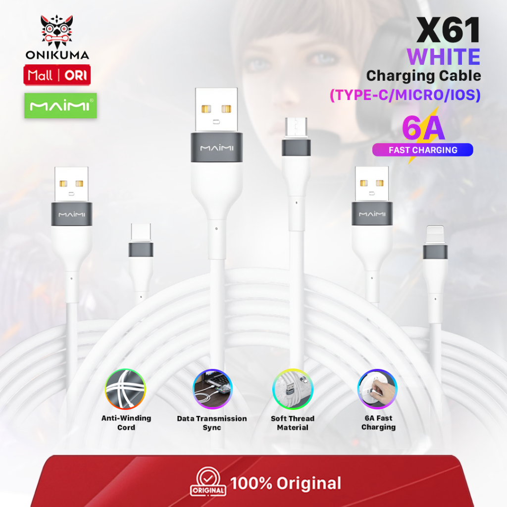 Maimi X61 iOS Type C Miceo data cable 120cm 6A Charging Speed ORI - Usb ...