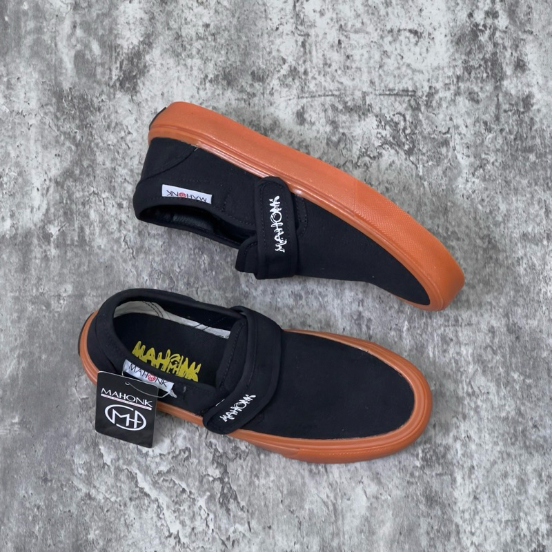LOKAL Mahonk SHOES - Slip On Velcro Balck Gum Original Local Brand ...