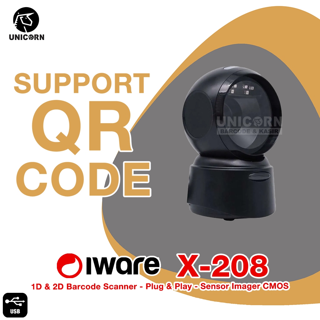 Barcode Scanner 2D USB Omni QR CODE - Iware X-Series X208 X-208 ...