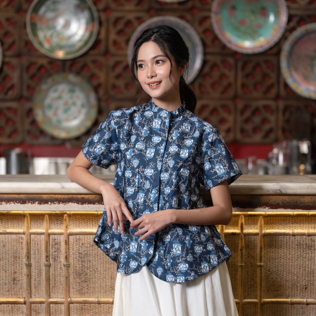Beatrice Clothing Giveni Blouse - Women's Shanghai Collar Motif Top ...