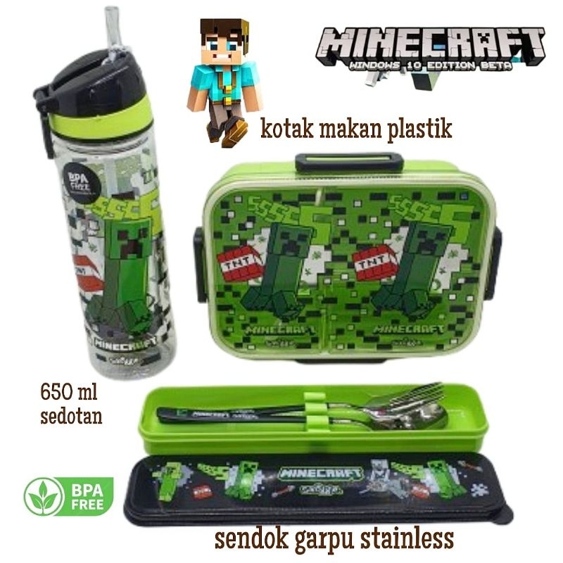 Minecraft spoon lunch box set | Shopee Malaysia