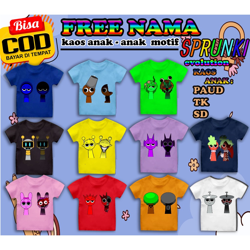 Children's T-shirt with Sprunki Incredibox motif All Characters T-shirt ...