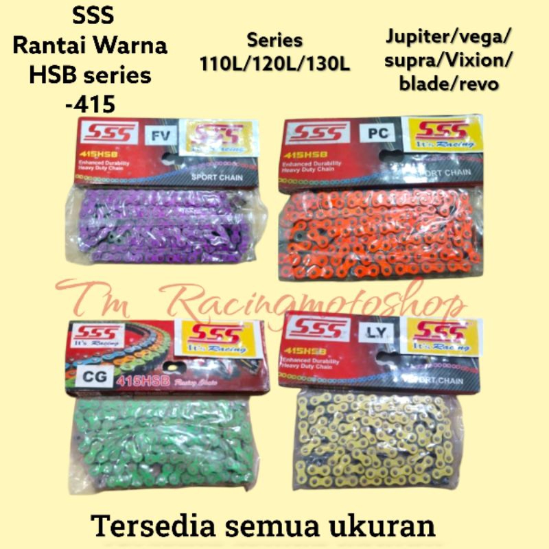 MOTORCYCLE CHAIN COLOR SSS RACING 415 H HSB SERIES 110L / 120L /130L ...