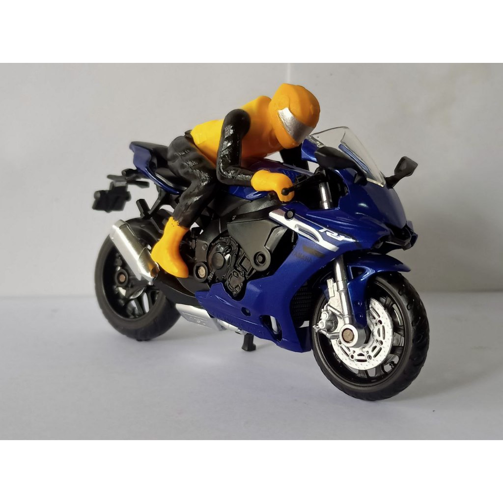 Diecast Yamaha YZF-R1 Blue Motorcycle with driver, miniature sports ...