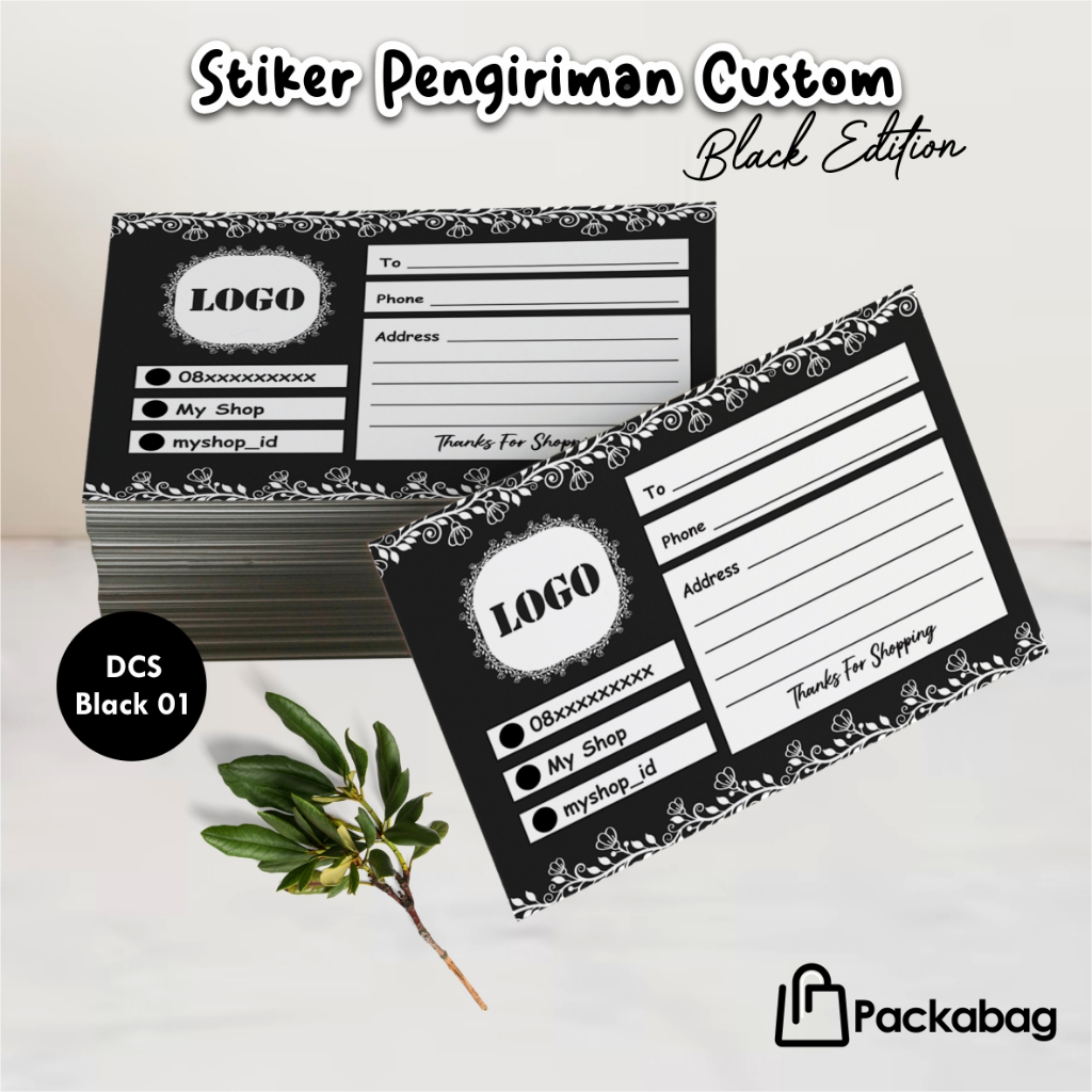 Olshop CUSTOM DELIVERY LABEL STICKER - BLACK EDITION DELIVERY LABEL ...
