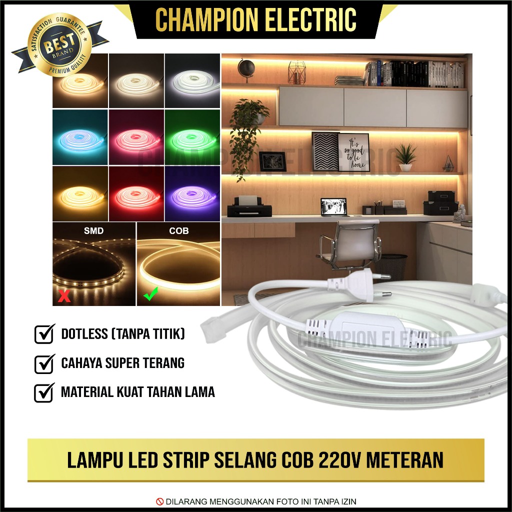 220v COB LED Strip Light Waterproof Outdoor Hose Dotless Meter | Shopee ...