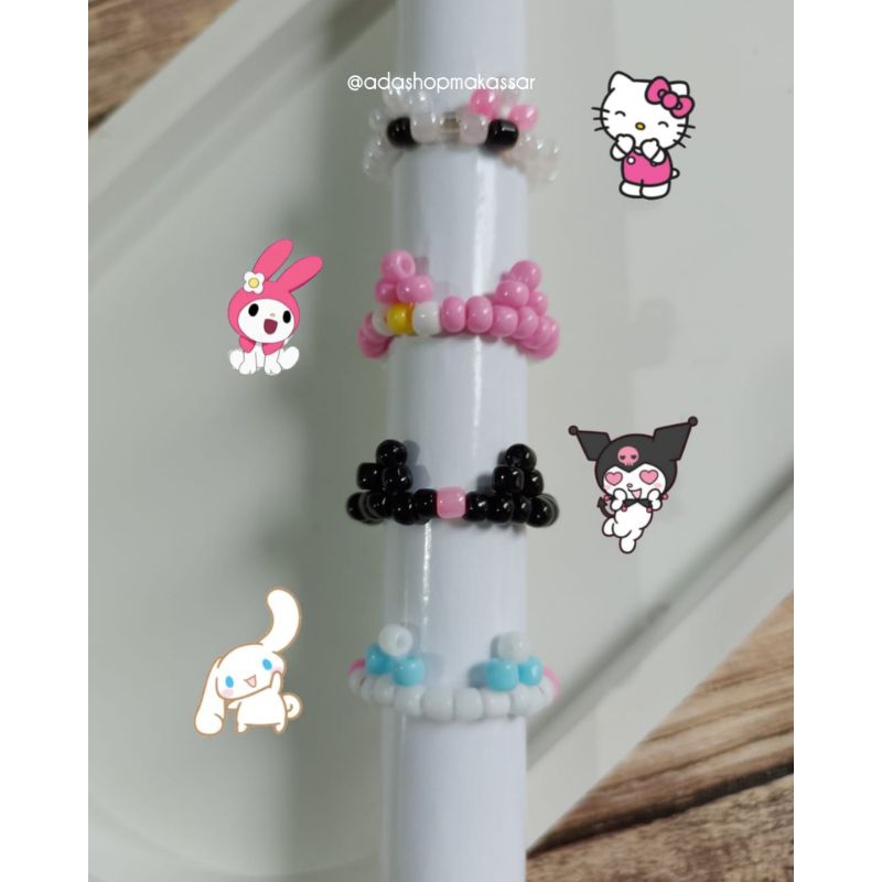 Sanrio Character Bead Rings / Bead Rings / Handmade Rings (Hello Kitty ...