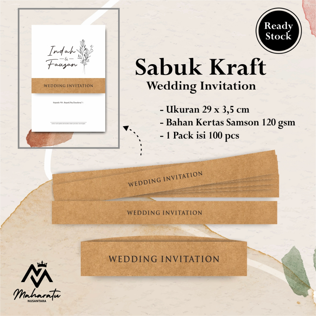 Kraft WEDDING INVITATION BELT - CHOCOLATE INVITATION BELT [100pcs ...