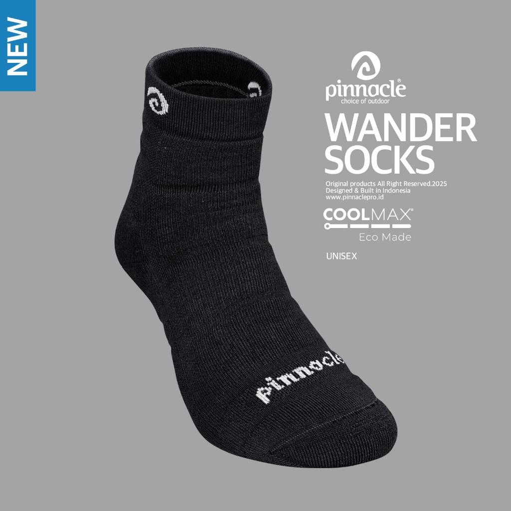 Pinnacle Pro Official Wander Socks Mid Cool Max - Black | Shopee Malaysia