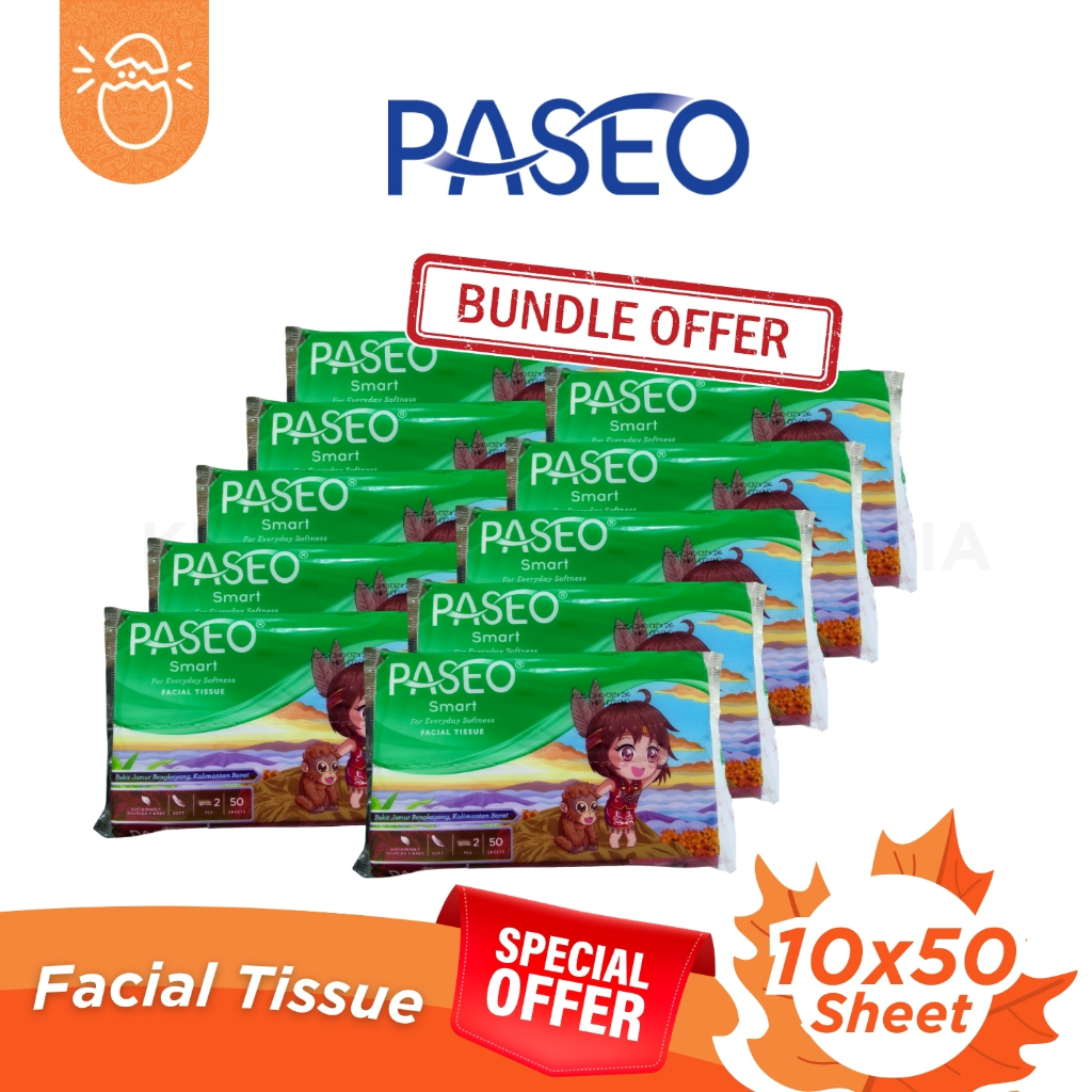 [10 Pack] PASEO 50 Sheets Travel Pack Facial Tissue 2 Ply | Shopee Malaysia