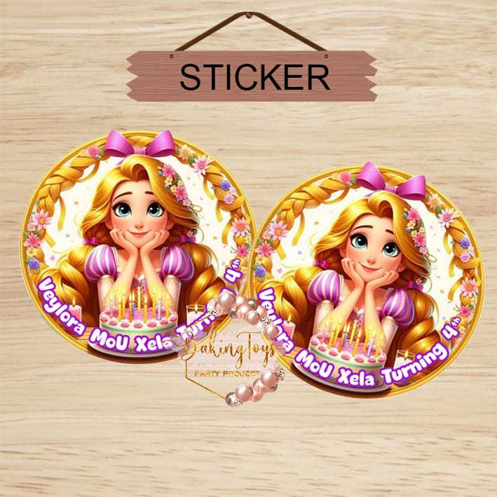 Rapunzel Braid Birthday Sticker / Pudding Sticker / Tumpeng / Hampers ...