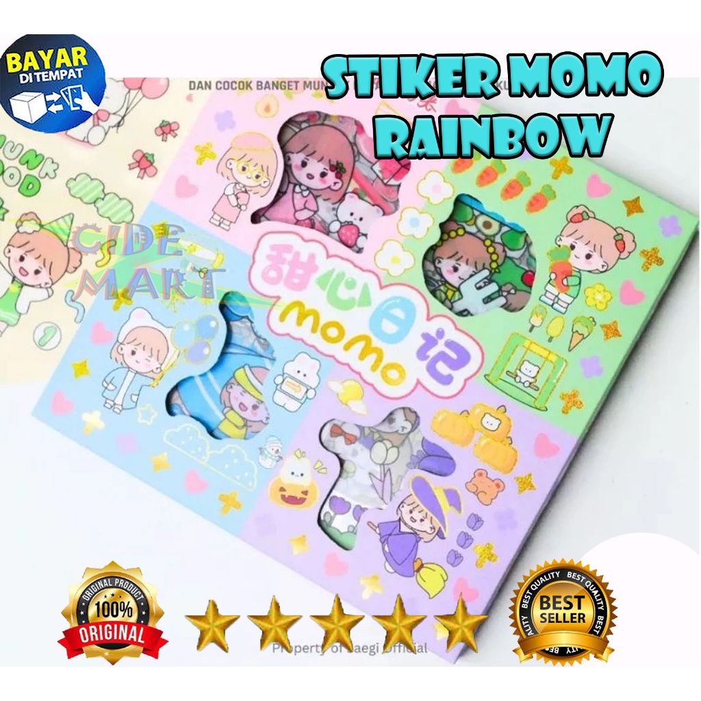 Mc MOMO RAINBOW STICKERS / MOMO STICKERS 4 colors, 100 sheets of Cute ...