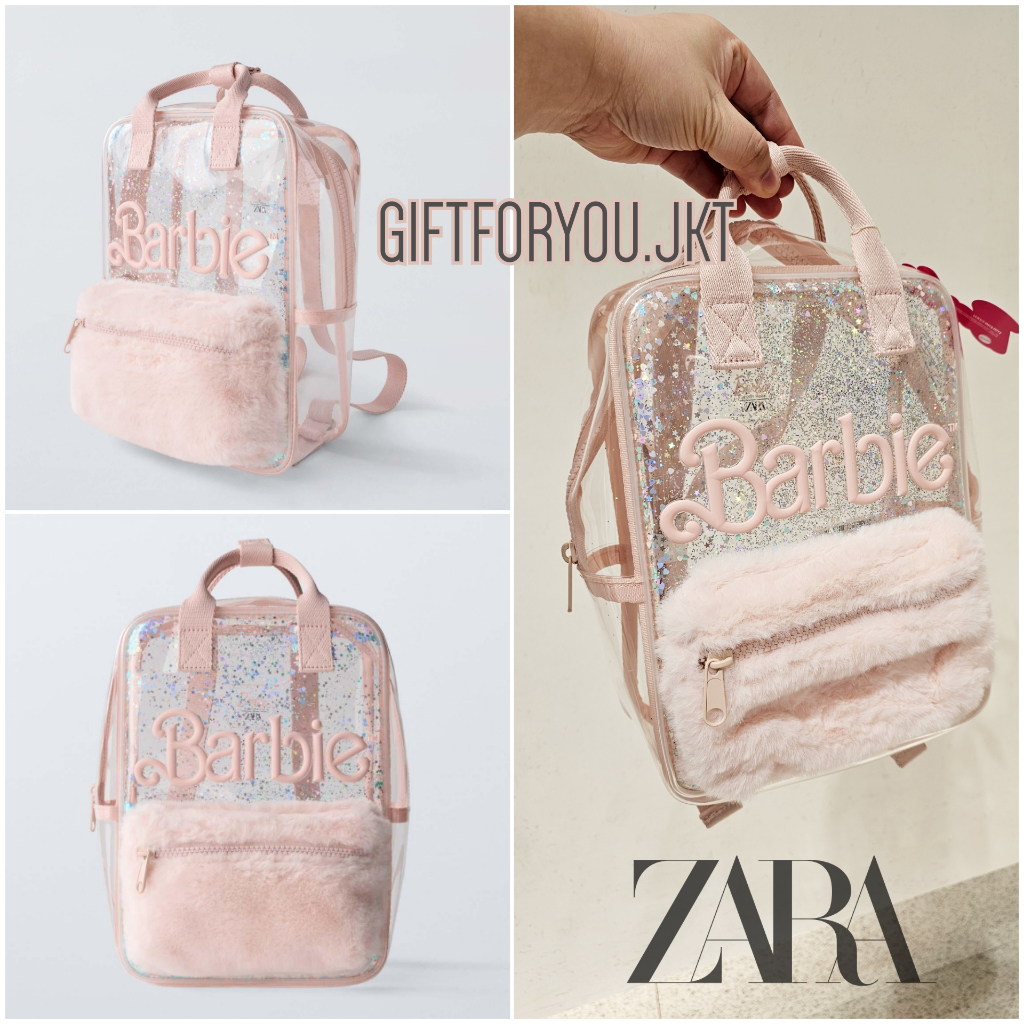 Zara Kids x Barbie Pink Mini Backpack for Girls Rubberized Vinyl ...
