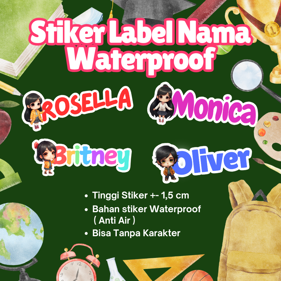 Custom Waterproof Name Label Sticker - Waterproof - Tenkacraft | Shopee ...