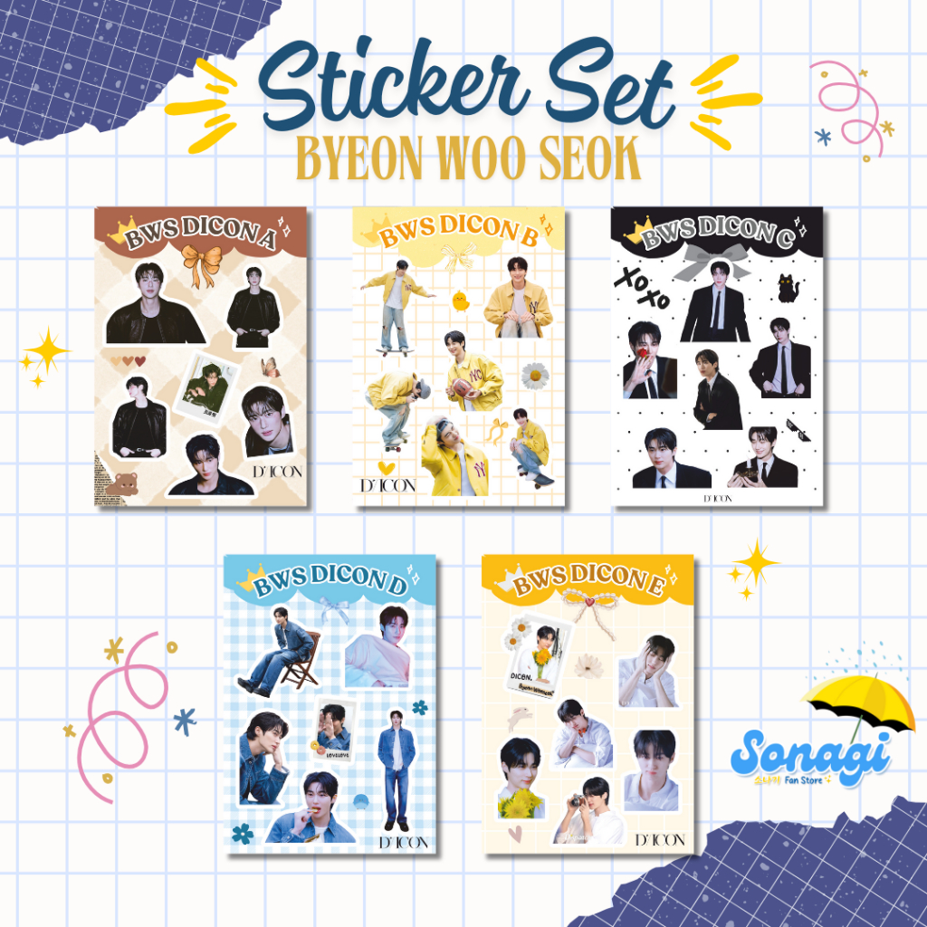 Sticker Cut Sheet/Pack Actor Kdrama BWS Byeon Woo Seok Kpop A6 DICON ...